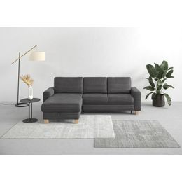 Ecksofa Home Affaire "Summer L-Form", grau, B:249cm H:91cm T:164cm, 100% Polyester, Sofas, Ecksofa, mit Recamiere, mit oder ohne Bettfunktion und Bettkasten, Cord-Bezug