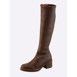 Stiefel Heine, Damen, Gr. 37, braun (cognac), Textil, Schuhe Stiefel