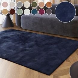Hochflor-Teppich Esprit "Alice ESP-4377, Kunstfell", blau (dunkelblau), B:70cm H:25mm L:140cm, Kunstfaser, Teppiche, Hochflor-Teppich, Kaninchenfell-Haptik, besonders weich und dicht, f&uuml;r alle R&auml;ume