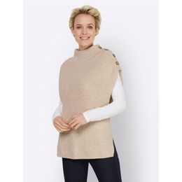Pullunder Heine "Pullunder", Damen, Gr. 48, beige (sand, meliert), 100% Baumwolle, unifarben, Pullover Pullunder