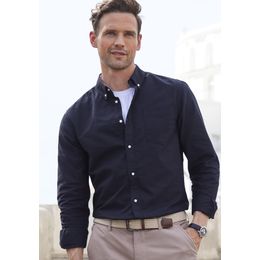 H.I.S. Langarmhemd H.I.S "regular-fit", Herren, Gr. XXL (45/46), N-Gr, schwarz, Web, Obermaterial: 100% Baumwolle, unifarben, regular fit, Rundhals, 2-Knopf-Manschette, Hemden Langarmhemd, mit Button-down-Kragen, reine Baumwolle, Topseller