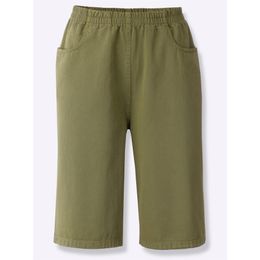 Bermudas Classic Basics, Damen, Gr. 48, Normalgr&ouml;&szlig;en, gr&uuml;n (oliv), 100% Baumwolle, unifarben, knielang, Hosen Bermudas