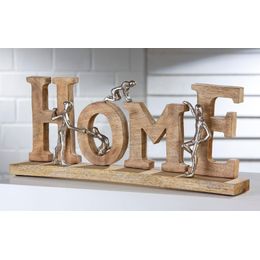 Deko-Buchstaben Gilde "Deko-Schriftzug HOME", beige (naturfarben), B:59cm H:24cm T:8cm, Aluminium, Dekofiguren, Deko-Buchstaben
