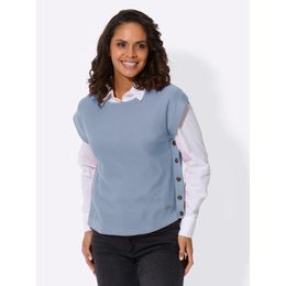 Pullunder Casual Looks "Pullunder", Damen, Gr. 50, blau (bleu), 50% Baumwolle, 50% Polyacryl, unifarben, Pullover Pullunder