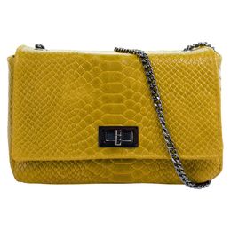 Umh&auml;ngetasche CLUTY, Damen, Gr. B/H/T: 18cm x 13cm x 5cm onesize, gelb, Leder, Taschen Umh&auml;ngetasche, echt Leder, Made in Italy