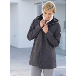 Softshelljacke Casual Looks, Damen, Gr. 23, grau (dunkelgrau, meliert), 94% Polyester, 6% Elasthan, unifarben, figurumspielend, Jacken Softshelljacke
