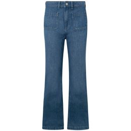Slim-fit-Jeans Pepe Jeans "SLIM FIT FLARE UHW RETRO", Damen, Gr. 29, L&auml;nge 32, blau (blau rigid denim), Denim/Jeans, Obermaterial: 100% Baumwolle, slim fit lang, Jeans Slim-fit-Jeans, mit aufgesetzten Taschen
