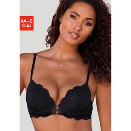 Push-up-BH Lascana, Damen, Gr. 85, Cup A, schwarz, Microtouch, Obermaterial: 60% Polyamid, 35% Polyester, 5% Elasthan, BHs Push-up-BH, in aufregender Leo-Optik, sexy Dessous