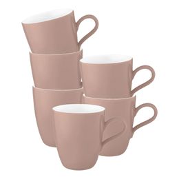 Becher Seltmann Weiden "Henkelbecher Life Fashion 400 ml 6er Set", rosa (posh rose), 6 tlg., Porzellan, Trinkgef&auml;&szlig;e, Becher