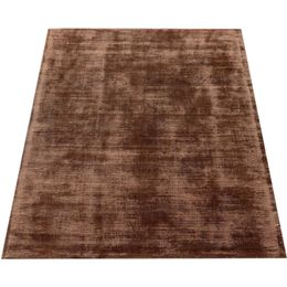 Teppich Paco Home "Glori 330", braun, B:80cm H:9mm L:150cm, Viskose, Teppiche, Teppich, Handweb, Kurzflor, 100% Viskose, handgewebt, mit leichtem Schimmer
