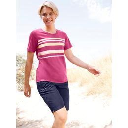 Funktionsshirt Catamaran "Funktions-Shirt", Damen, Gr. 36/38, erika, zitrone, gestreift, 90% Polyester, 10% Elasthan, gemustert, gestreift, unifarben, Rundhals, Shirts Funktionsshirt