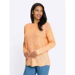 Strickpullover Classic Basics "U-Boot-Pullover", Damen, Gr. 46, apricot, 100% Polyacryl, unifarben, Pullover Strickpullover