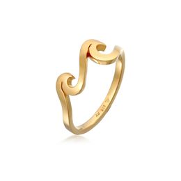 Silberring Elli "Ring Wellen Wave Ozean Maritim 925 Silber" Gr. 56, gold, Fingerringe, Damen, 56, Silber 925 (Sterlingsilber), Silberring