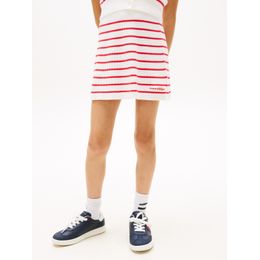 Sweatrock Tommy Hilfiger "SWEATER RIB SKIRT", M&auml;dchen, Gr. 7 (122), rot alert stripes, Web, Obermaterial: 72% Baumwolle, 28% Polyamid, gestreift, regular fit kurz, R&ouml;cke Sweatrock, Kinder bis 16 Jahre, regular fit