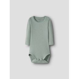 Langarmbody name it "NBFKAB LS BODY NOOS", M&auml;dchen, Gr. 68, N-Gr, grau (slate gray), Jersey, Obermaterial: 57% Baumwolle, 38% Modal, 5% Elasthan, meliert, unifarben, normal, Rundhals, Bodys Langarmbody