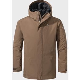 Sch&ouml;ffel Langjacke SCH&Ouml;FFEL "Hiking Parka Style Froda MNS", Herren, Gr. 52, braun (4865, braun), Oberstoff: Aussenseite: 100% Polyester; (Membran: Polyester); Futter: 100% Polyester; Wattierung: 100% Polyester, regular fit, hoch geschlossener Ausschnitt, Jacken Langjacke
