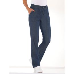 Schlupfjeans Classic Basics, Damen, Gr. 44, Normalgr&ouml;&szlig;en, blau (blau, stone, washed), 100% Baumwolle, unifarben, lang, Jeans Schlupfjeans