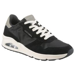 Sneaker Skechers "UNO-VINTAGE DAYZ", Herren, Gr. 43, schwarz-wei&szlig; (schwarz, wei&szlig;), Leder, Schuhe Sneaker, Schn&uuml;rschuh, Halbschuh, Freizeitschuh mit Luftkissen