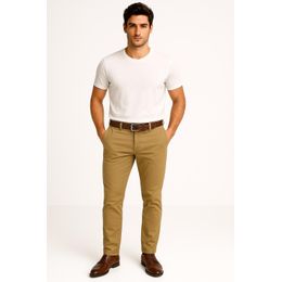 Jack & Jones Chinohose JACK & JONES "JPSTMARCO FRANCO CHINO W BELT", Herren, Gr. 30, L&auml;nge 30, braun (ewood), Web, Obermaterial: 98% Baumwolle, 2% Elasthan, unifarben, slim fit kn&ouml;chellang, Hosen Chinohose