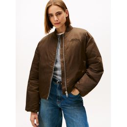 Bomberjacke Tommy Hilfiger "SATEEN PADDED RLX BOMBER", Damen, Gr. XXXL(46), chestnut fudge, Web, Obermaterial: 100% Polyester, unifarben, relaxed fit, Jacken Bomberjacke