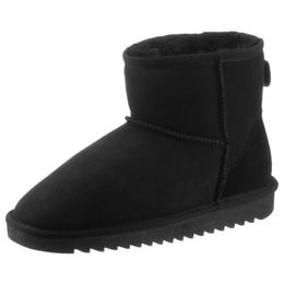 Schlupfboots Ara "Alaska Classic Short", Damen, Gr. 36, schwarz (schwarz classic short), Lammfell, Veloursleder, unifarben, Schuhe Schlupfboots, Winterboots zum Schlupfen in bequemer Weite G (=weit)