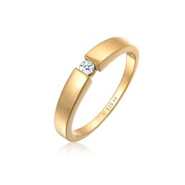 Verlobungsring Elli DIAMONDS "Ring Klassisch Bandring Diamant 0.06 ct. 925 Silber" Gr. 56, gold, Fingerringe, Damen, 56, Silber 925 (Sterlingsilber), Verlobungsring