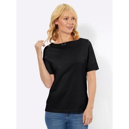 Kurzarmshirt Classic Basics "Shirt", Damen, Gr. 52, schwarz, 100% Baumwolle, unifarben, U-Boot-Ausschnitt, Shirts Kurzarmshirt