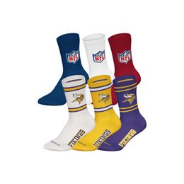 Kurzsocken NFL "Socken NFL 6Pack Crew Socks 6er Pack", Damen, Gr. 39-42, bunt (minnesota vikings, mix), Obermaterial: 58% Baumwolle CO. 39% Polyester PES. 3% Elasthan EL., Socken Kurzsocken