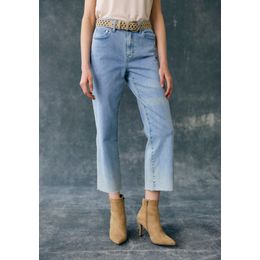 Weite Jeans Buffalo, Damen, Gr. 40, N-Gr, blau (light, blau, washed), Denim/Jeans, Obermaterial: 98% Baumwolle, 2% Elasthan, figurumspielend 7/8-L&auml;nge, Jeans Weite Jeans, mit leicht ausgefranstem Beinabschluss, Culotte Jeans in 7/8-L&auml;nge