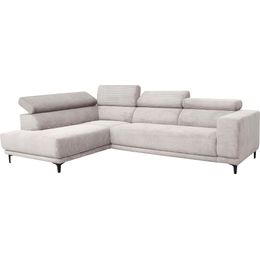 Ecksofa Alina "Hikari", grau (hellgrau gct 9), B:302cm H:102cm T:210cm, Cord GCT (92% Polyester, 8% Nylon), Sofas, Ecksofa, wahlweise mit Sitzvorzug, in modernem Cordstoff, Breite 302 cm
