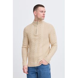 Stehkragenpullover Blend "BHBASIM HalfZ", Herren, Gr. L, grau (oyster gray), Strick, Obermaterial: 50% Baumwolle, 47% Polyacryl, 3% Nylon, unifarben, regular fit normal, Rippb&uuml;ndchen, Pullover Stehkragenpullover