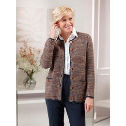Strickjacke CLASSIC, Damen, Gr. 52, braun (cognac, bleu, meliert), 92% Polyacryl, 8% Wolle, meliert, Strickjacken Strickjacke