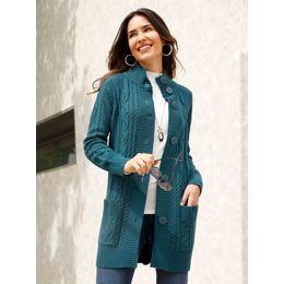 Strickjacke Classic Basics, Damen, Gr. 52, blau (petrol), 100% Polyacryl, unifarben, Strickjacken Strickjacke