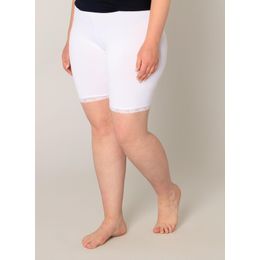 Radlerhose Base Level Curvy "Ava", Damen, Gr. 44, N-Gr, wei&szlig;, Jersey, Obermaterial: 94% Viskose, 6% Elasthan, unifarben, Basic, figurbetont ca. Mitte Oberschenkel, Hosen Radlerhose, mit Spitzenkante