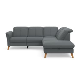Sit & More Ecksofa SIT & MORE "Romero L-Form", grau (dunkelgrau), B:250cm H:91cm T:220cm, 100% Polyester, Sofas, Ecksofa, wahlweise mit oder ohne TV-Funktion, Bettfunktion, Bettkasten