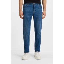 Tapered-fit-Jeans HUGO BLUE "Brody", Herren, Gr. 31, L&auml;nge 34, blau (navy419), Denim/Jeans, Obermaterial: 99% Baumwolle, 1% Elasthan, unifarben, gerade, unten schmal lang, Jeans Tapered-fit-Jeans, mit Stone-washed-Finish