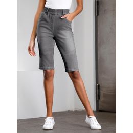 Jeansbermudas Classic Basics, Damen, Gr. 40, Normalgr&ouml;&szlig;en, grau (grau, denim), 81% Baumwolle, 17% Polyester, 2% Elasthan, unifarben, kurz, Jeans Jeansbermudas