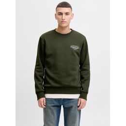 Jack & Jones Sweatshirt JACK & JONES "JJMAKOTO SWEAT CREW NECK", Herren, Gr. S, duffel bag print:small print, angeraute Sweatware, Obermaterial: 80% Baumwolle, 20% Polyester, bedruckt, regular fit, Rundhals, Rippb&uuml;ndchen, Sweatshirts Sweatshirt