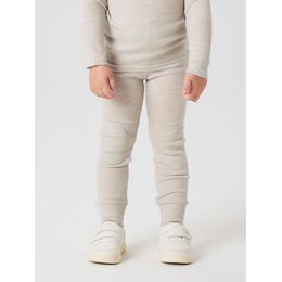 Leggings name it "NMNWAX WOOL RIB LEGGING NOOS", Jungen, Gr. 122, N-Gr, silber (nacreous cloud), Strick, Obermaterial: 100% Wolle, unifarben, slim fit kn&ouml;chellang, Hosen Leggings, aus reiner Merinowolle