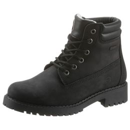 Winterboots Tamaris, Damen, Gr. 39, schwarz, Leder, Synthetik, unifarben, Schuhe Winterboots, Blockabsatz, Schn&uuml;rstiefelette mit DUO-TEX Ausstattung