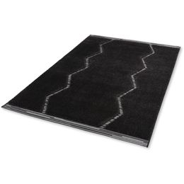 Sch&ouml;ner Wohnen Kollektion Hochflor-Teppich "Winsome 6318-243", schwarz, B:80cm H:25mm L:150cm, Kunstfaser, SCH&Ouml;NER WOHNEN-KOLLEKTION, Teppiche, Hochflor-Teppich, Langflor, Hoch Tief Struktur, Wohnzimmer, Sch&ouml;ner Wohnen Kollektion