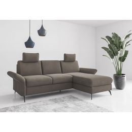 Ecksofa Home Affaire "Rochelle", braun (schlamm), B:251cm H:93cm T:164cm, 100% Polyester, Sofas, Ecksofa, wahlweise mit Bettfunktion, Bettkasten und Armteilverstellung