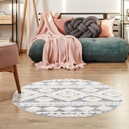 Hochflor-Teppich Carpet City "Focus 3005", grau, H:20mm &Oslash;:200cm, Polypropylen, Teppiche, Hochflor-Teppich, Boho-Teppich, Hochtief-Muster/ 3D-Effekt, f&uuml;r Wohnzimmer, Schlafzimmer