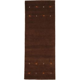 Wollteppich CarpetFine "Gabbeh Uni, auch als L&auml;ufer und Rund erh&auml;ltlich", braun, B:80cm H:15mm L:400cm, Wolle, Teppiche, Wollteppich, reine Wolle, handgewebt, Gabbeh Loom Tiermotiv, gro&szlig;e Farbauswahl