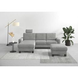 Ecksofa Home Affaire "Summer L-Form", silber, B:249cm H:91cm T:164cm, 100% Polyester, Sofas, Ecksofa, mit Recamiere, mit oder ohne Bettfunktion und Bettkasten, Cord-Bezug