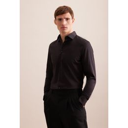 Businesshemd Seidensticker "Schwarze Rose", Damen, Gr. S (37), normale &Auml;rmell&auml;ngen, schwarz, 100% Baumwolle, unifarben, slim fit, 2-Knopf-Manschette, Hemden Businesshemd, Slim 1/1 Kentkragen Uni