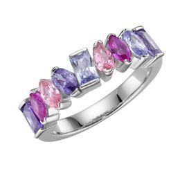Silberring "Ring Korund pink und Zirkonia mehrfarbig, Silber 925" Gr. 56, bunt (mehrfarbig), Giorgio Martello MILANO, Fingerringe, Damen, 56, Silber 925 (Sterlingsilber), Silberring