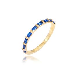 Silberring Elli Premium "Ring Bandring Rechteck Saphir Blau 925 Silber" Gr. 52, gold, Fingerringe, Damen, 52, Silber 925 (Sterlingsilber), Silberring