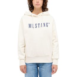 Sweatshirt Mustang "Damen Style Margo", Damen, Gr. S, wei&szlig; (sanftes wei&szlig;), 100% Baumwolle, oversize, Sweatshirts Sweatshirt