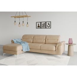 Sit & More Ecksofa SIT & MORE "Sinatra L-Form", braun (macchiato), B:258cm H:85cm T:170cm, 100% Polyester, Sofas, Ecksofa, mit Recamiere, optinal mit Kopfteilverstellung und Armteilfunktion